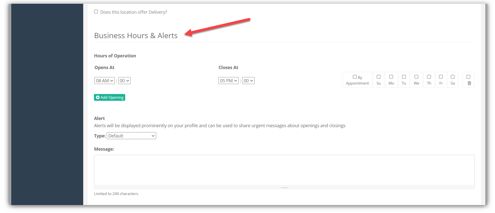 How to Update Business Hours of Operation